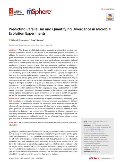 pdf predicting parallelism and quantifying divergence in microbial