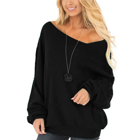 Jaqueta De Ombro Com Manga Comprida Inclinada Blusa Feminina Folgada