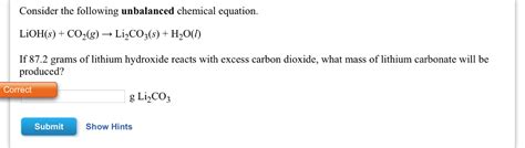 Solved Consider The Following Unbalanced Chemical Equation