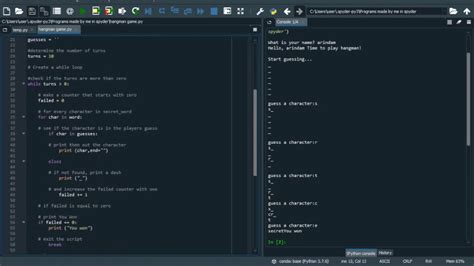 hangman game in spyder python youtube