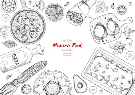 Cadre De Vue De Dessus De Cuisine Mexicaine Un Ensemble De Plats