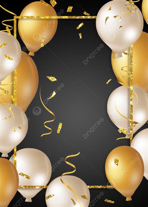 Birthday Celebration Black Gold Background Border Balloons Wallpaper