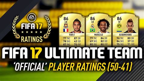 Fifa 17 Ultimate Team Top 50 Official Player Ratings 50 41 W 86
