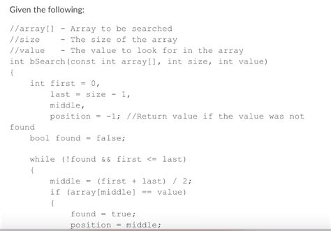 solved given the following array[] array to be searched