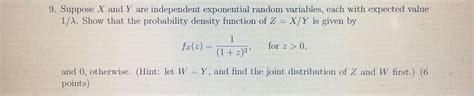 9 suppose x and y are independent exponential random