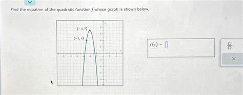 Solved Find The Equation Of The Quadratic Function F Whose
