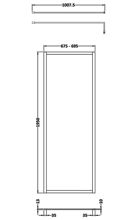Hudson Reed Full Outer Frame Wetroom Screen And Support Bar Wrfbp1970