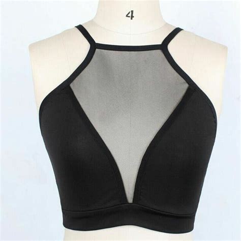 Women Sexy See Through Mesh Sheer Tank Crop Top Vest T Shirt Blouse Tee