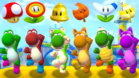 All Yoshi Power Ups In Super Mario 3d World Bowsers Fury Youtube