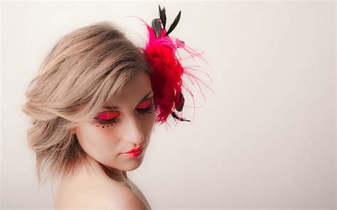 Hd Wallpaper Closed Eyes Red Lipstick Women Makeup Model Face