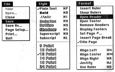 guidelines for menu items