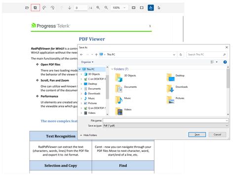 save file radpdfviewer telerik ui for winui