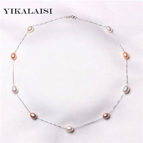 Yikalaisi 2017 Natural Pearl Chokers Necklaces 925 Sterling Silver