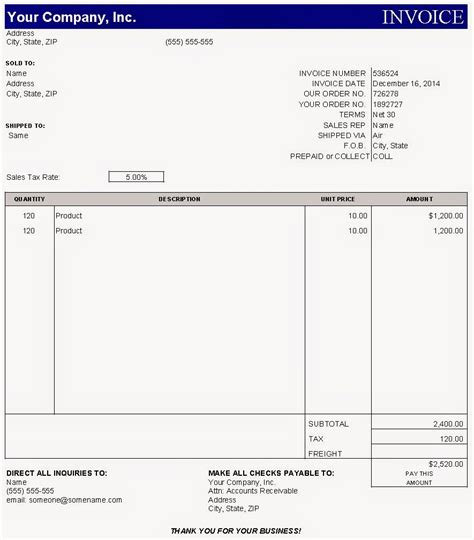 Download Contoh Invoice Doc Dan Excel Sederhana Kumpulan Rumus Excel