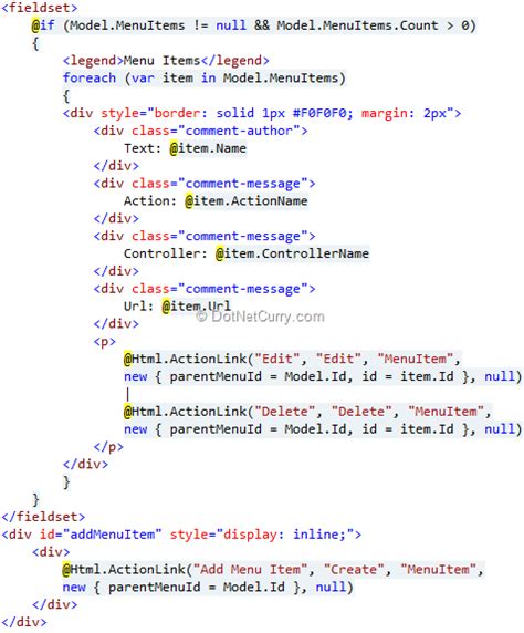 dynamic menus in asp mvc 4 using ef code first and