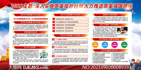 2021年全国质量月主题教育宣传展板设计 大图网图片素材