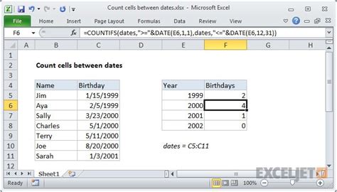 How To Count Cells Between Dates In Excel