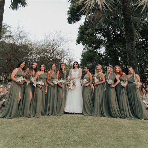 Vestido Longo Verde Oliva Seleção De Modelos Para Madrinhas De