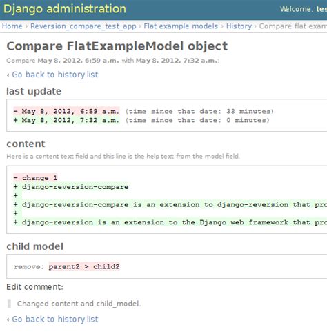 django reversion compare · pypi