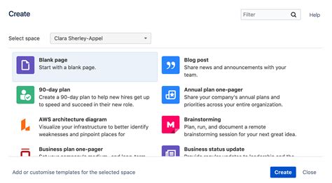 create a page from a template confluence cloud atlassian support