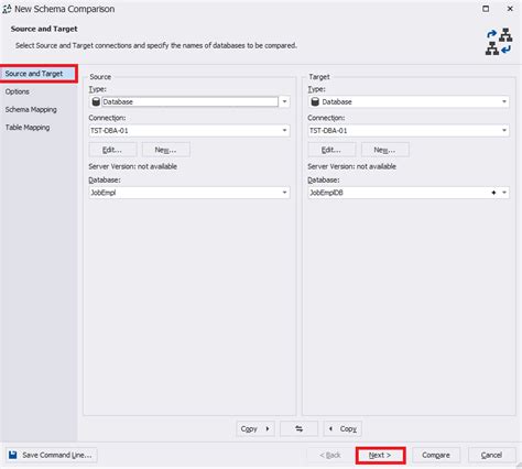 compare and find data differences between two tables in