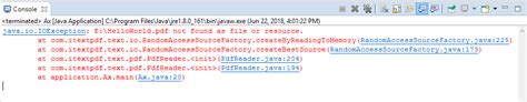 java itext pdf ioexception not found as file or resource