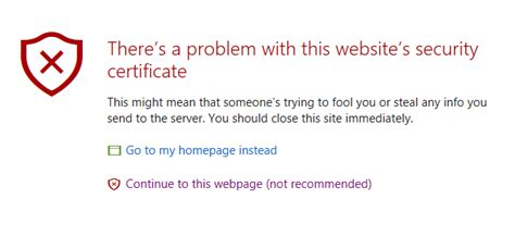 there s a problem with this website s security certificate again