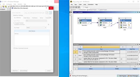 update failed for the solution component in cfx the solver failed with