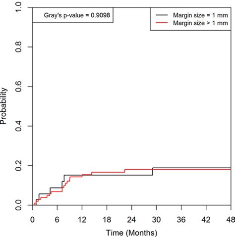 Cumulative Incidence Of Local Recurrence Stratified By Margin Group