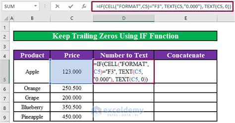 how to convert number to text and keep trailing zeros in excel
