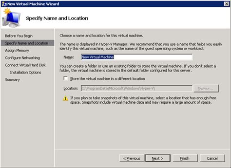 hyper v new virtual machine wizard