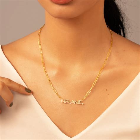 14k Gold Name Necklace Diamond Name Necklace Silver Pave Name