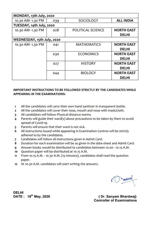 Cbse Board Class 10 12 Exam Date Sheet 2020 Remaining Exam New Time