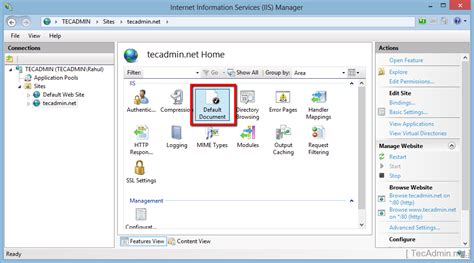 how to set default document in iis