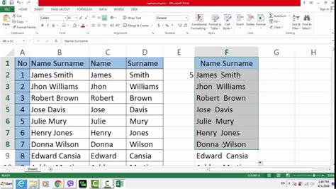 how to combine split name and surname cells excel tutorials youtube