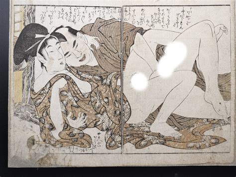 【やや傷や汚れあり】12 江戸期春画 喜多川歌麿「絵本笑上戸」真作 錦絵 浮世絵 和本 艶本 枕絵 木版画 秘画 裸婦 男根 春宮図 墨摺
