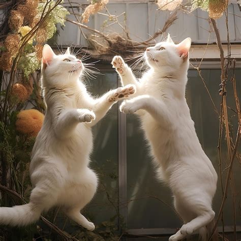 Premium Photo Two Cats Playing Together