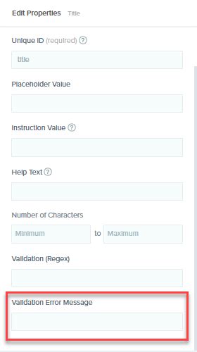 about validation error message