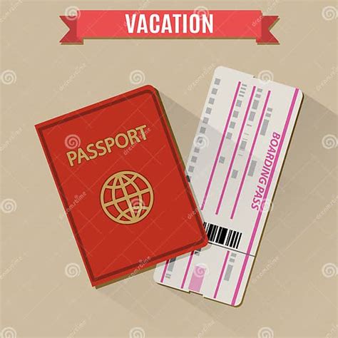 Passport And Boarding Pass Ticket Icon Stock Vector Illustration Of