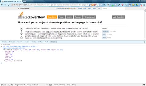 how can i get an object s absolute position on the page in javascript
