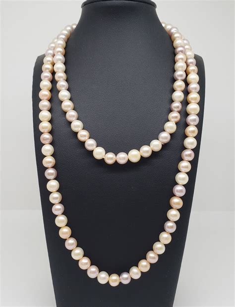 Multi Color Cultured Freshwater Pearl 36 Endless Strand Necklace Ebay