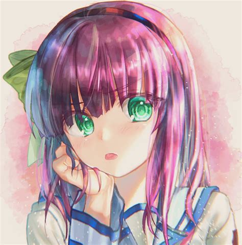 Safebooru 1girl Angel Beats Black Hairband Blue Sailor Collar Blunt