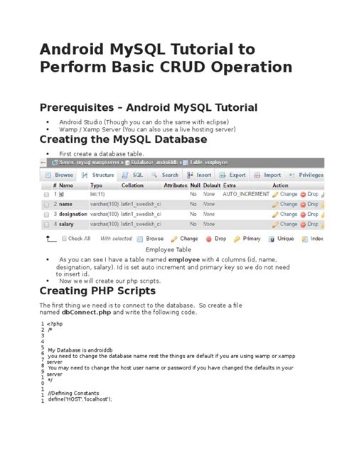 android mysql tutorial to perform basic crud operation computer data
