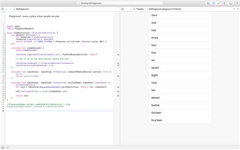 ios how can custom tableview cells be made in swift playground