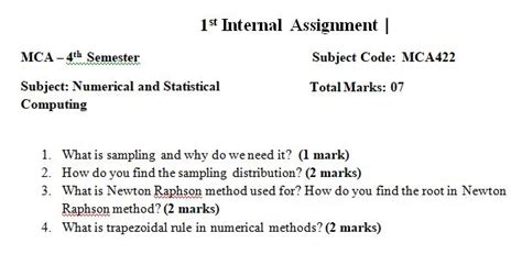 numerical and statistical computing question papers for bca mca b