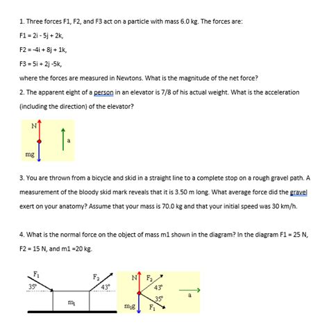 Solved 1 Three Forces F1 F2 And F3 Act On A Particle With