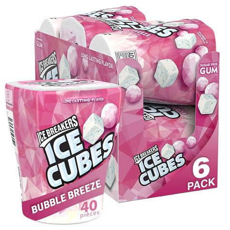 Ice Breakers Ice Cubes Bubble Breeze Sugar Free Chewing Gum Bottles 3