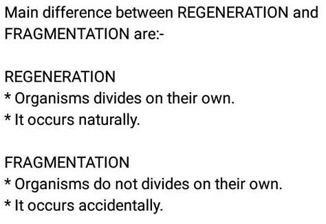 What Is The Difference Between Regeneration And Fragmentation Edurev