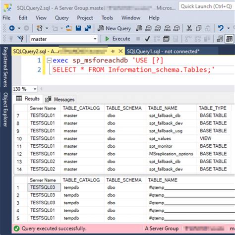 query multiple sql servers and databases with registered servers