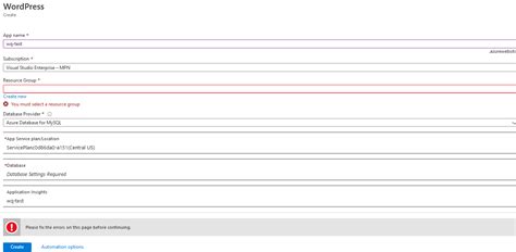 install wordpress on azure
